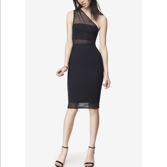 Express | Dresses | Express Black One Shoulder Bodycon Dress With Shear ...